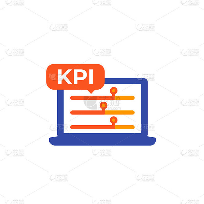 KPI，白色的业务指标图标