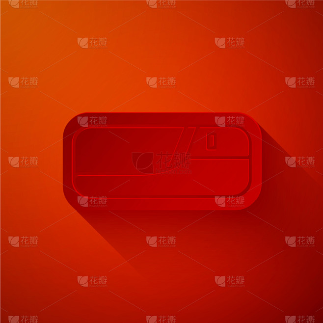 paper cut car door handle icon isolated on red