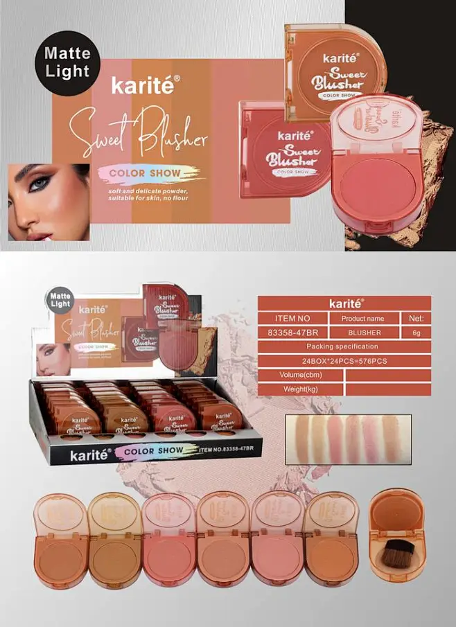 Facial Cosmetic Natural Blush Sweatproof Shimmer Portable Cheek Blush ...