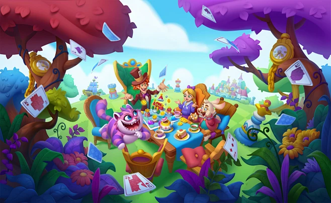 "Alice's Dream: Merge Island" Loading screen-花瓣网