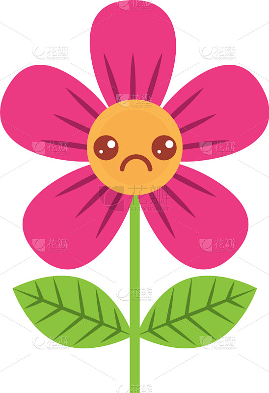beautiful sad flower kawaii cartoon