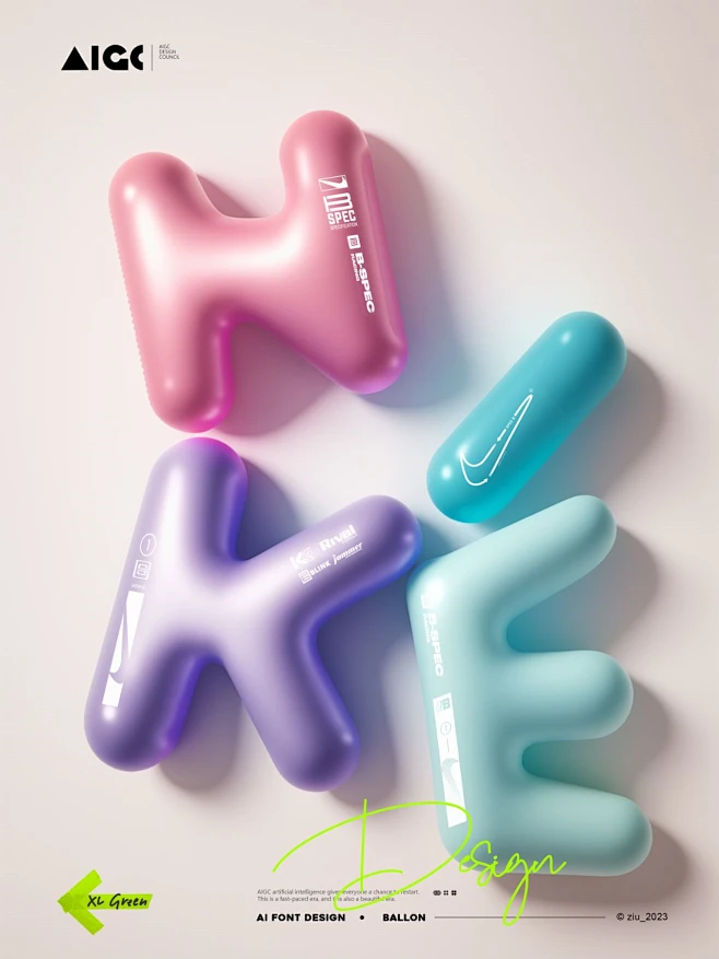 AIGC 造字！打造 13 组专属膨胀字体 Nike （附提示词）-花瓣网