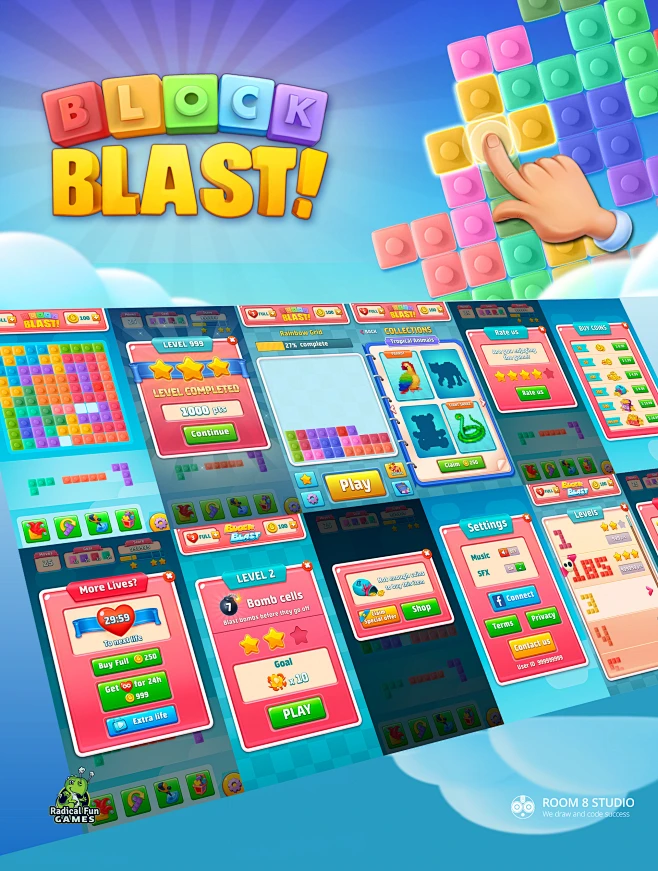 Block Blast: UI, ROOM 8 STUDIO : Block Blast - is a beautiful simple puzzle game with pretty ...