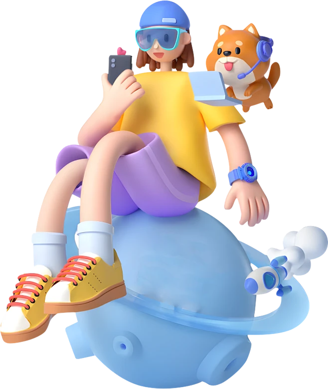 3D卡通小人手机-花瓣网