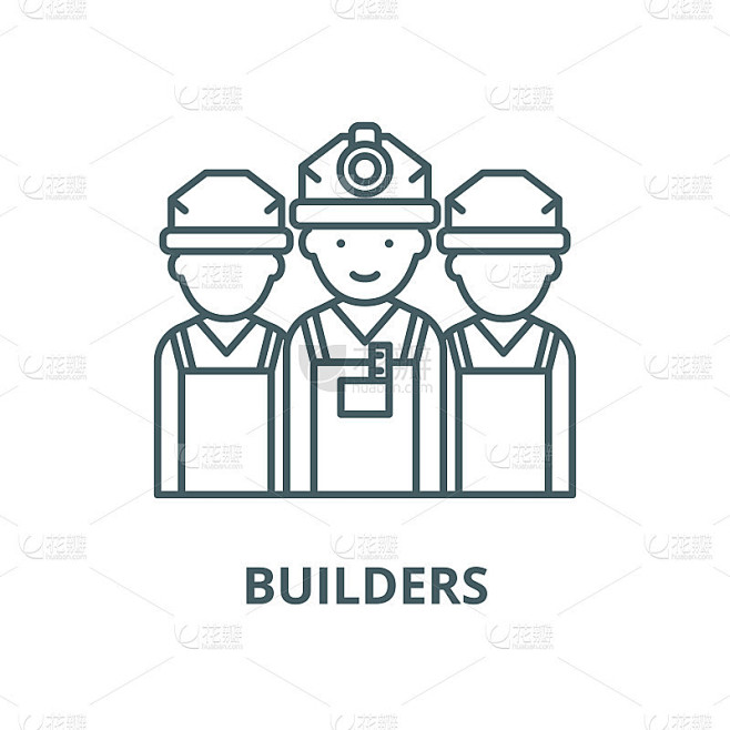 Builders vector line icon, linear concept, outline