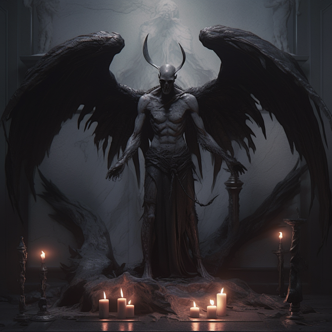 DampWaffle An intimidating 8 foot tall devil with raven wings a