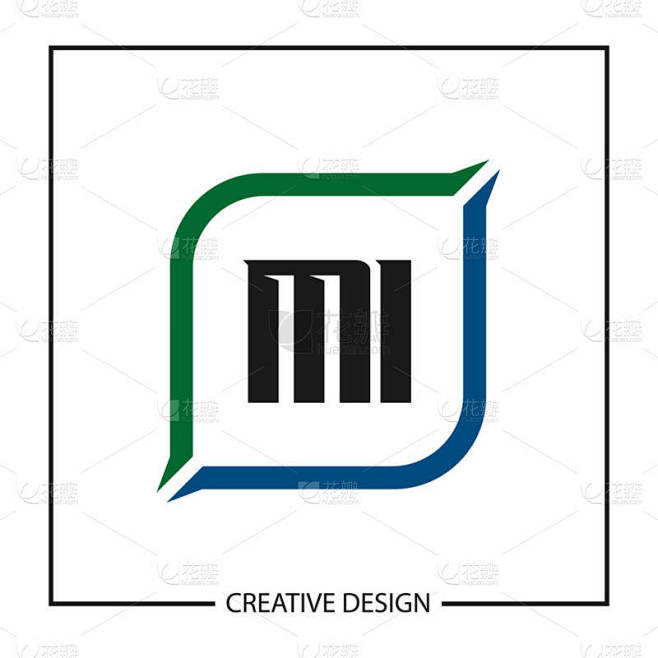 初始字母 Mi 徽标模板设计