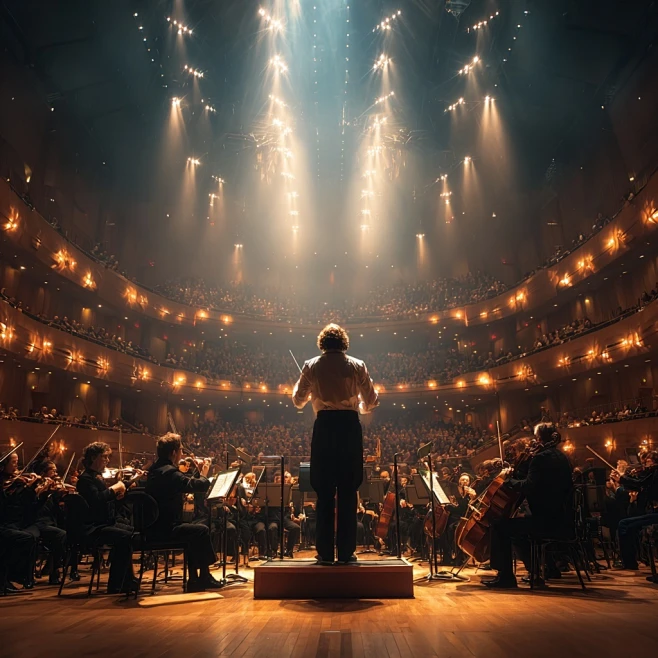 Artistic photography of a symphony concert with vibrant and dramatic ...