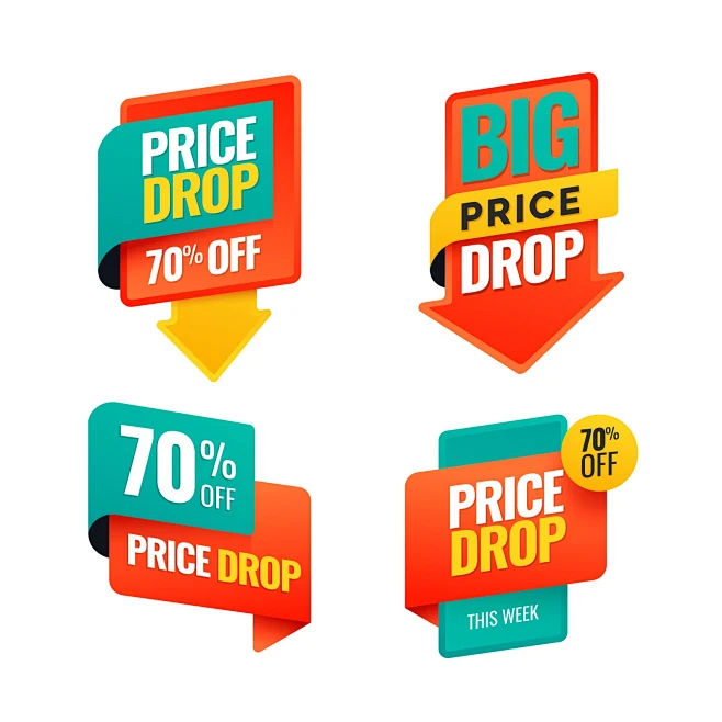 Gradient price drop label set-花瓣网