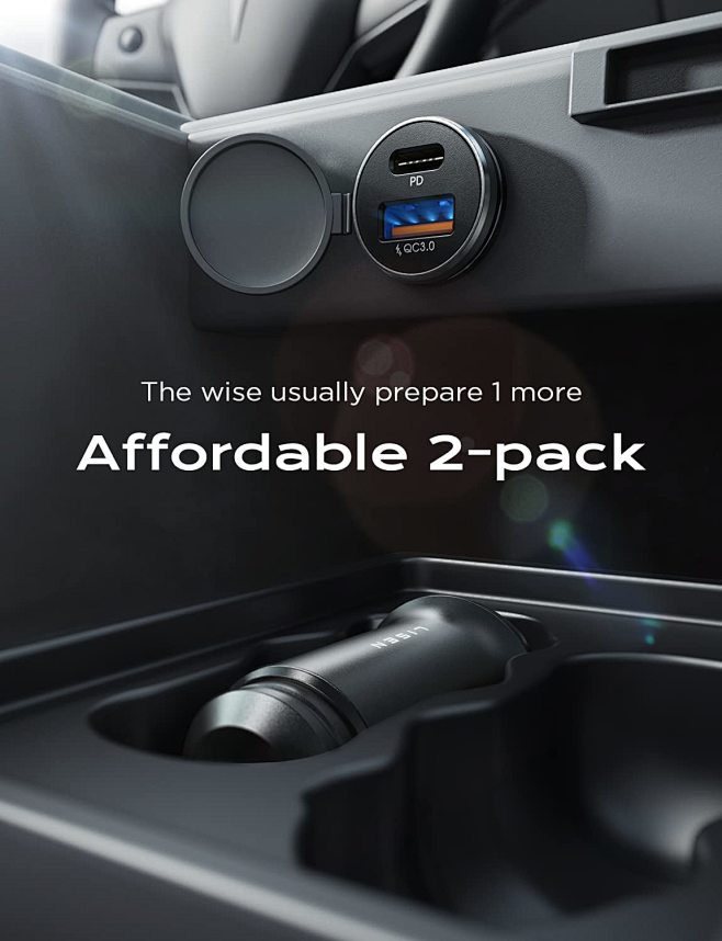 Amazon.com: 2-Pack USB C Car Charger Fast Charge, 48W Car Cigarette ...