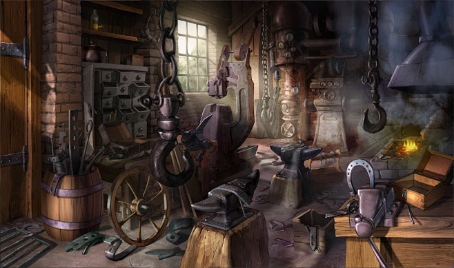 peter-gyenes-the-clockwork-man-2-blacksmith-shop-花瓣网