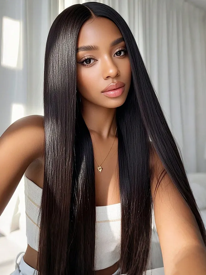250% Density Shiny Straight 13x6 Transparent Lace Frontal Wig Brazilian ...