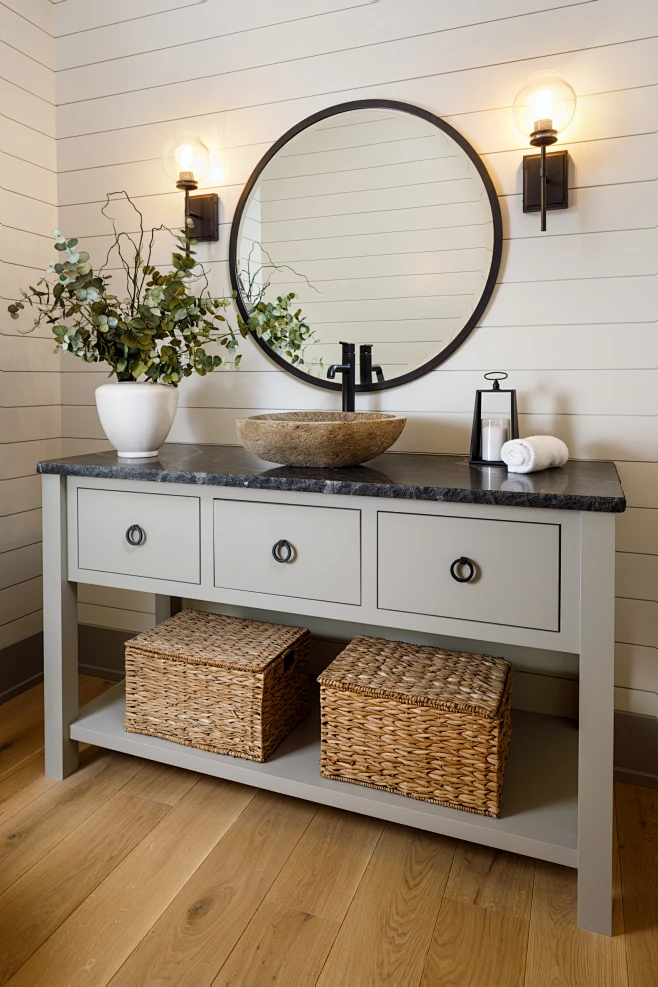 Rec Room & Lower Level Living Space - Transitional - Bathroom ...