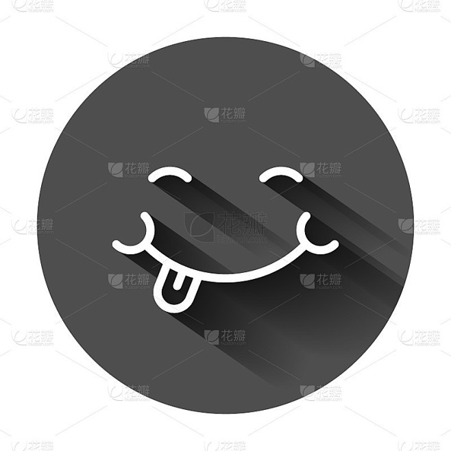 Smile face icon in flat style. Tongue emoticon vec