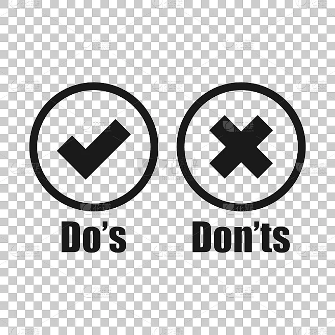 Do's and don'ts sign icon in transparent style. Li素材-花瓣网