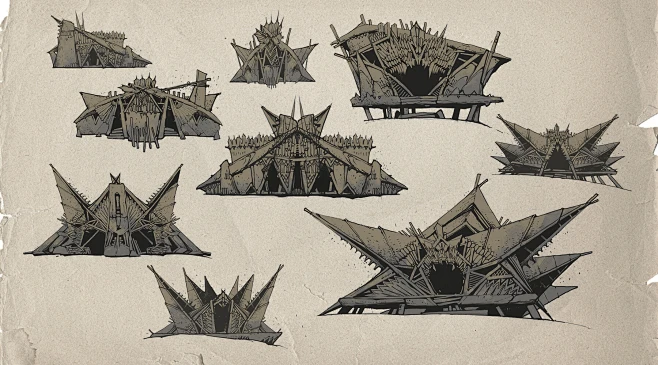 Tenakth's houses, walls, gates- Sketches-花瓣网