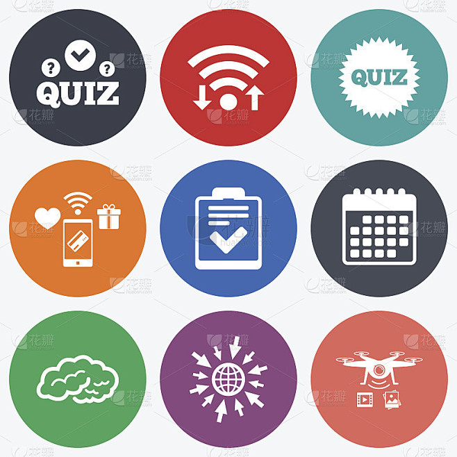 测试图标。清单和人脑符号。素材-花瓣网