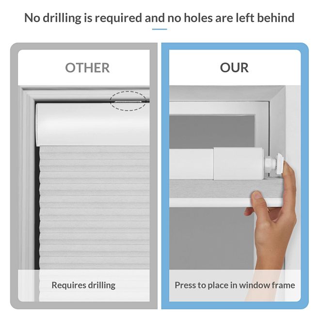 Amazon.com: Boolegon No Drill Blinds for Windows Blackout Cellular ...