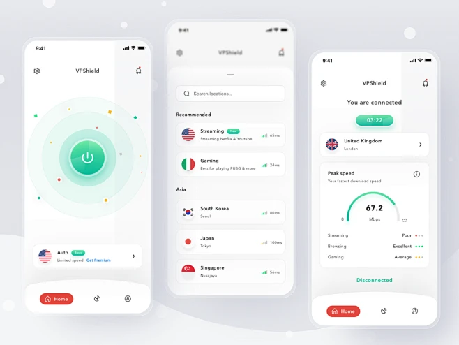VPN Mobile App app browser card cards clean connected design internet ...
