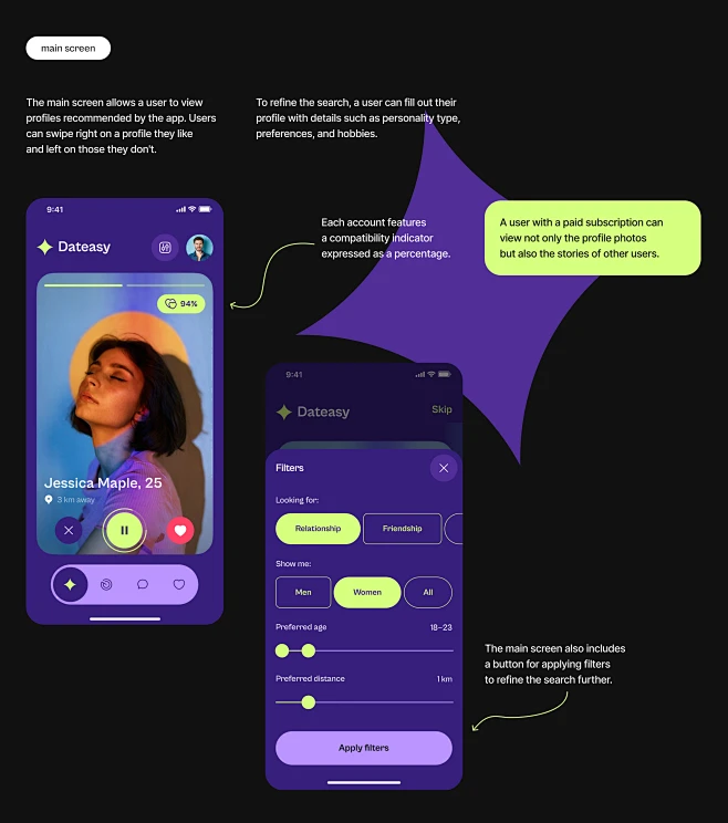 mobile Dating app UI/UX user interface ui design tinder dating app-花瓣网