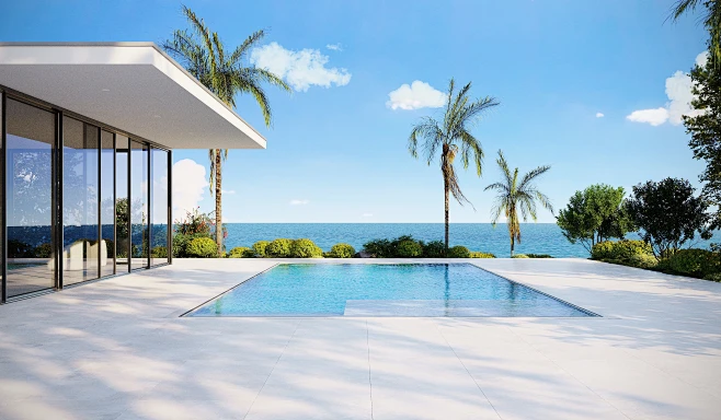 swimming pool visualization architecture Render archviz exterior 3ds max CGI corona render ...