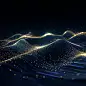 Data technology futuristic illustration. Wave of bright particles ...