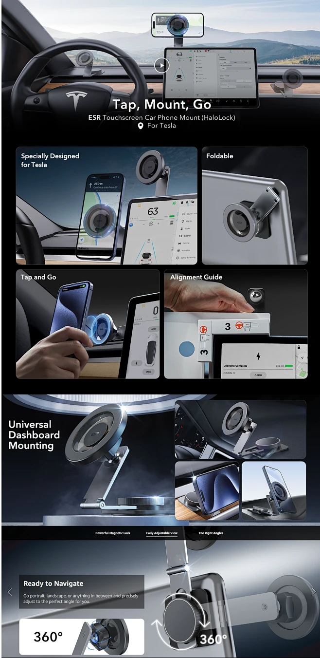Amazon.com: ESR Dashboard Magnetic Car Mount, Compatible with MagSafe ...