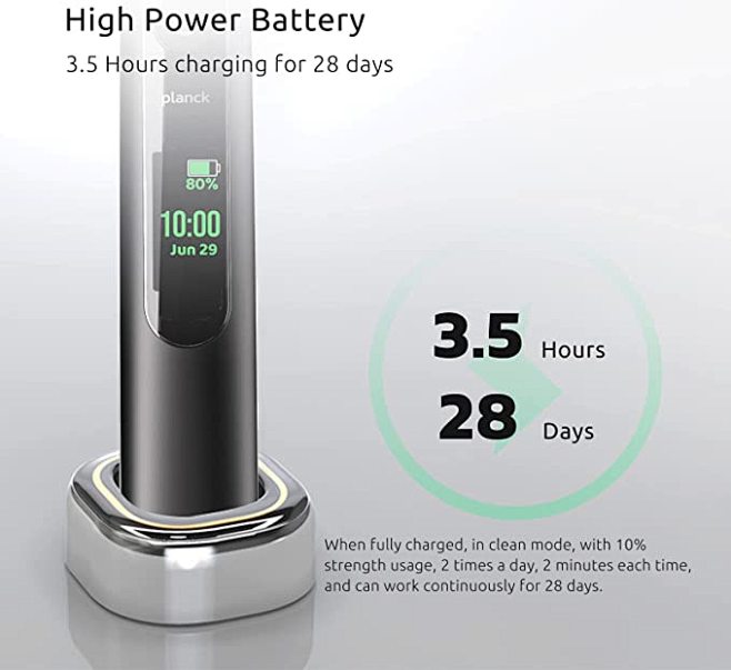 Amazon.com: Evowera 自适应电动声波牙刷,6 种清洁模式,全彩液晶屏,2 分钟定时器,10%-100% 振动强度,无线快速充电,IPX7 防水,伺服电机供电牙刷 : 美容和个人护理