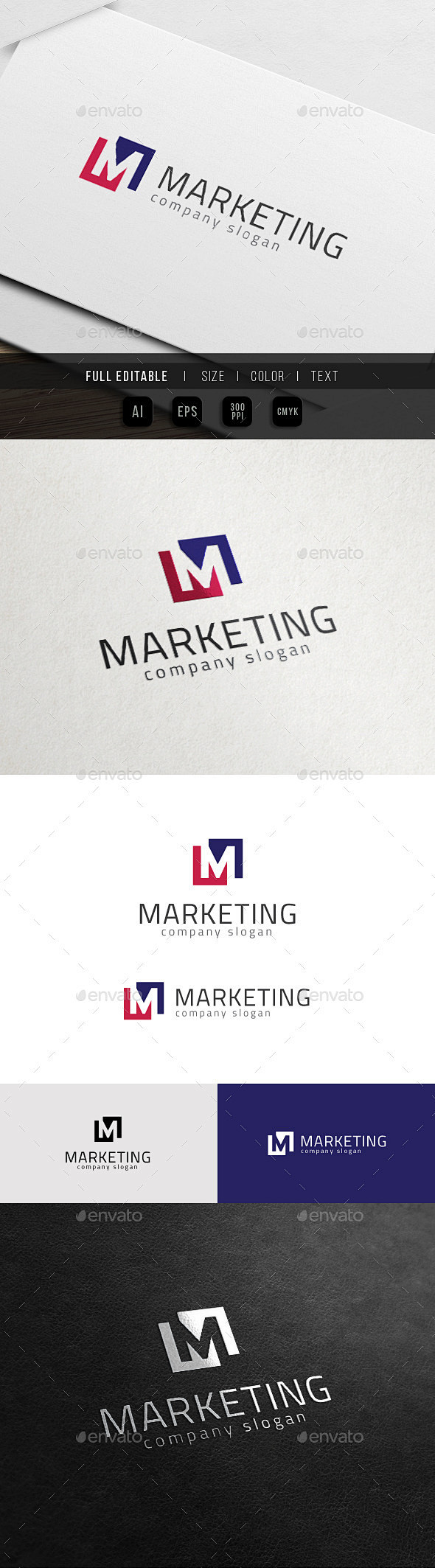 营销媒体-主群M标志字母标志模板Marketing Media - Master Group M Logo - Letters Logo ...