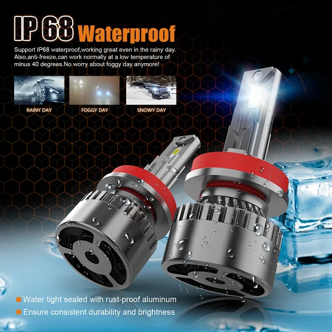 Car Work Box H11 LED Headlight Bulbs, 600% Brighter 20000LM 6000K ...