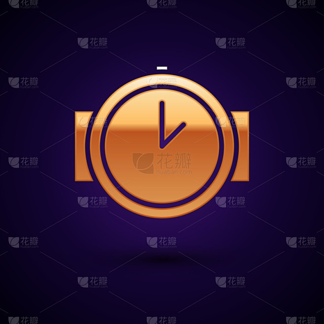 gold diving watch icon isolated on dark blue