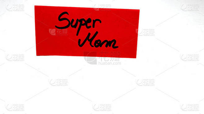 Super mom writing love text for mother on paper. L