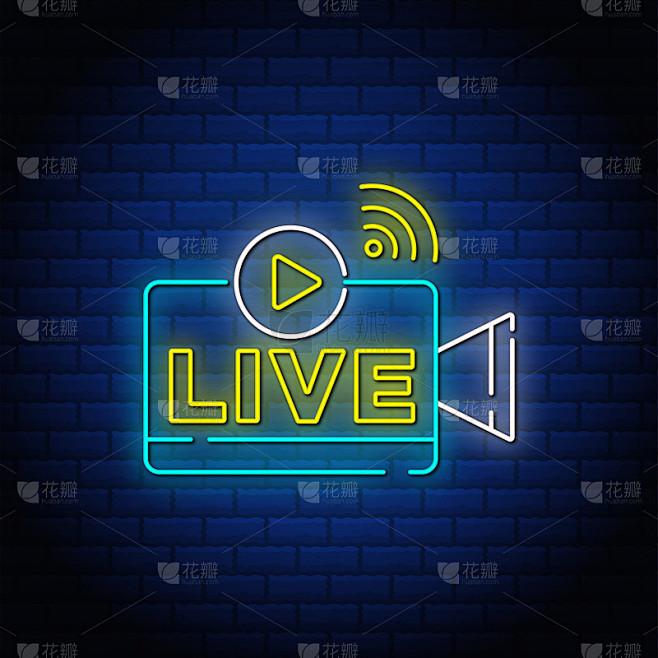 Live button neon signs style text.