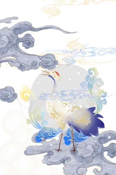 【米图网-52mitu.com】手绘 祥云 鹤 云纹 元素 国潮小清新 箭头矢量图标-花瓣网