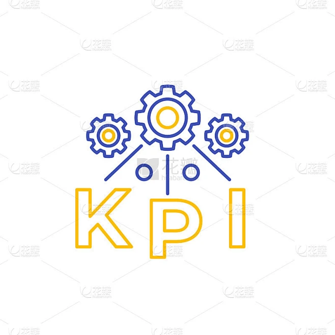 KPI矢量线图标隔离在白色上素材-花瓣网
