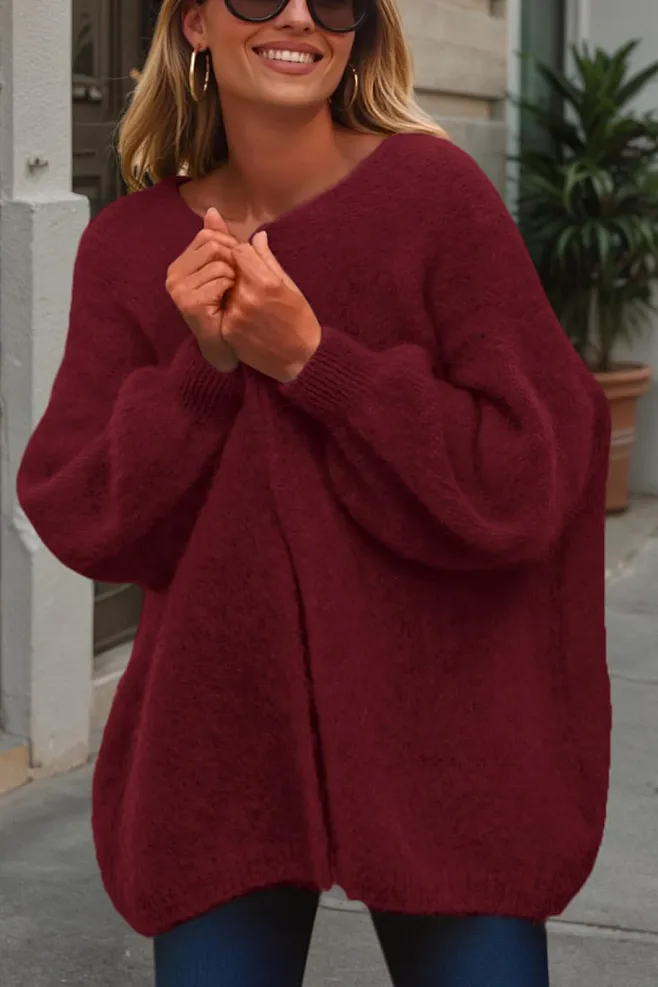 dowerme Women Open Front Cardigans Trendy Fall Long Sleeve Drop Shoulder Soft Knit Slouchy ...