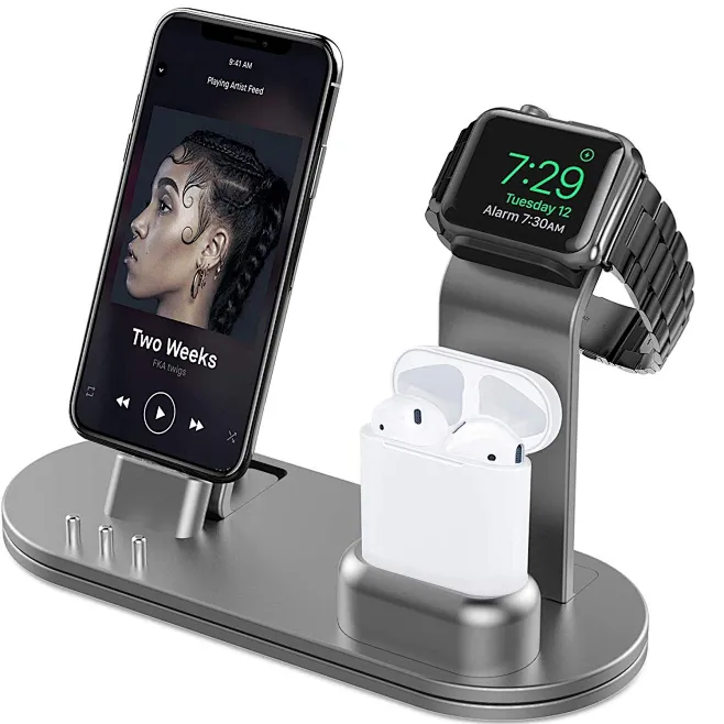 OLEBR 充电座兼容 AirPods、iWatch 系列 6/7/SE/5/4/3/2/1、手机系列 13/12/12 Pro/Max/11 ...