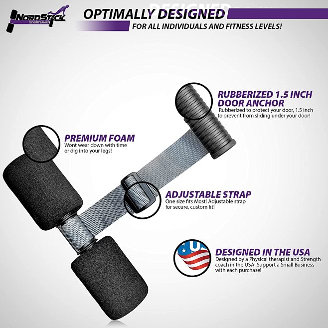 Nordstick Hamstring Curl Strap -Premium Home Workout Gear -10 Second ...