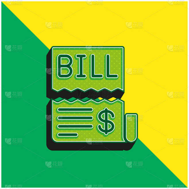 Bill Green and yellow modern 3d vector logo