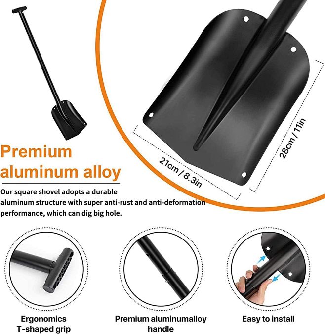 Amazon.com : Square Shovel, Transfer Shovels for Digging Aluminum Flat Shovel with Adjustable 22 ...