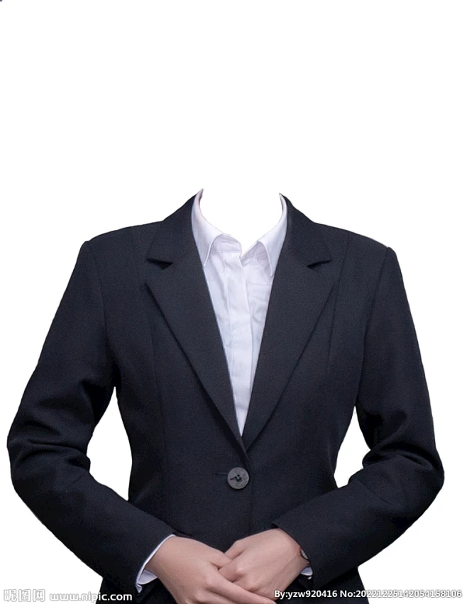 白底女士正装证件照模板-花瓣网