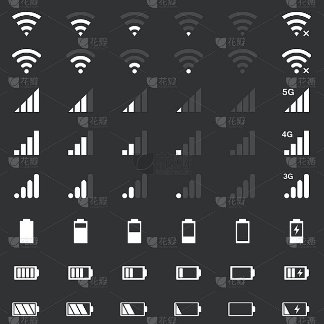Wi-fi信号图标，电池电量，移动信号水平图标设置