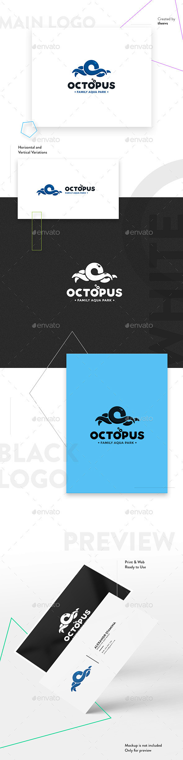 章鱼的标志——动物标志模板Octopus Logo - Animals Logo Templates水、aquapark业务、线、海洋、章鱼 ...