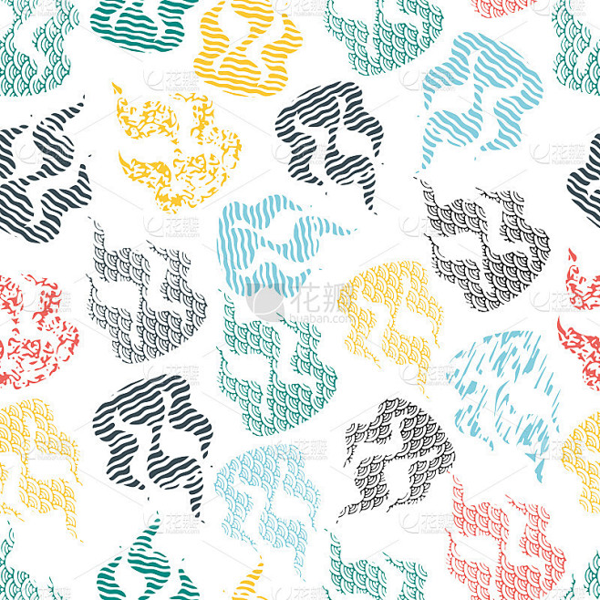 Seamless pattern illustration of abstract flames w