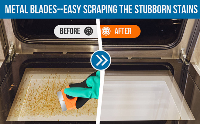 metal razor scraper makes scraping the stubborn stains easily