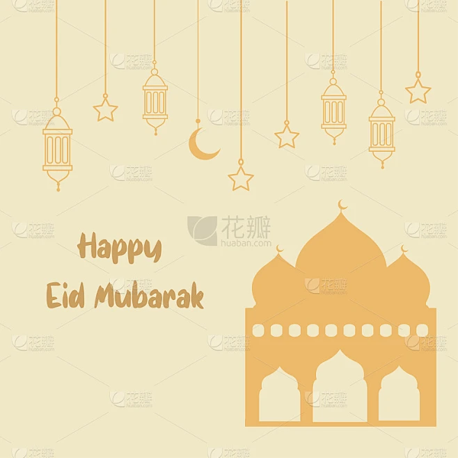 Eid mubarak background vector arabic style素材-花瓣网