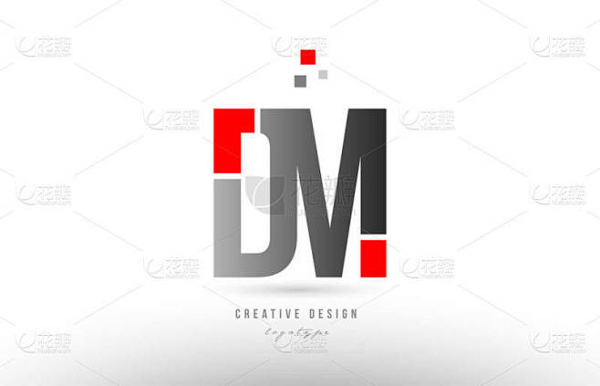 红色灰色字母表字母 dm d m 标志组合图标设计
