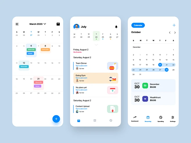 日历、日程安排app ui .xd素材下载 - 豆皮儿-花瓣网