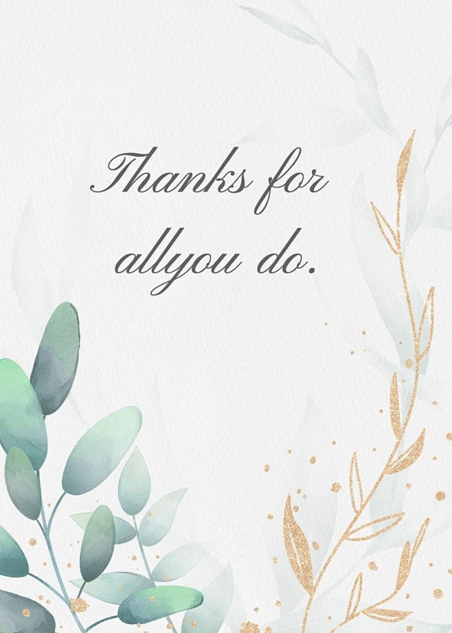 Literary Hand Painted Gold Leaves Decorate Thank family Card素材-花瓣网