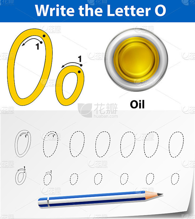 Letter O tracing alphabet worksheets